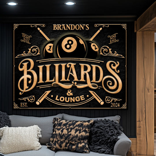 Billiards Sign, Billiards Room Decor, Game Room Decor, Pool Table Room ...