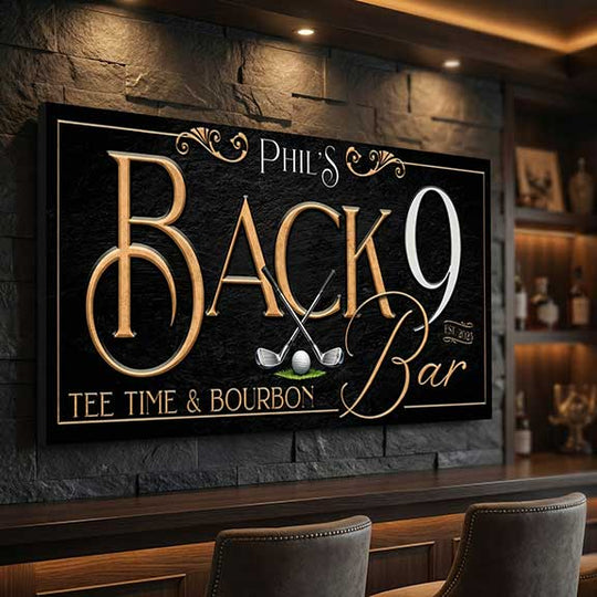 Back 9 Bar Sign | Personalized Golf Bar Decor | Golf Sign | Golf Decor ...