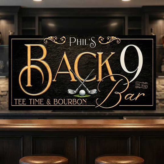 Back 9 Bar Sign | Personalized Golf Bar Decor | Golf Sign | Golf Decor ...