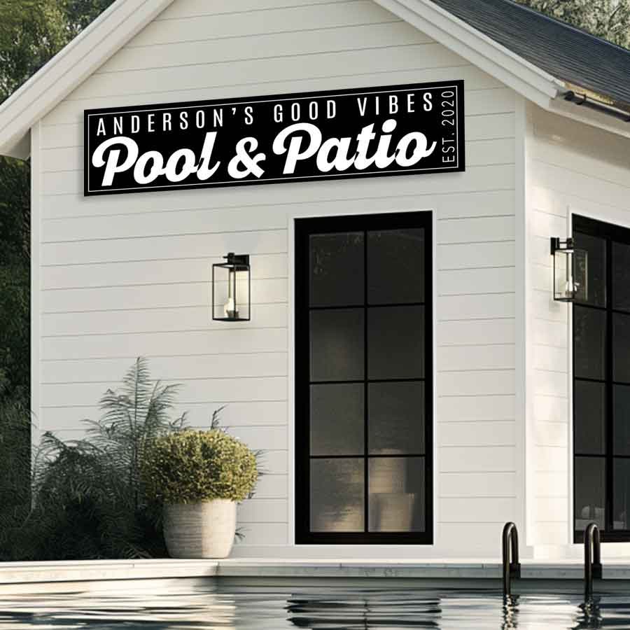 Pool Decor, Pool and Patio Signs, Personalized Metal Pool Sign, Patio ...